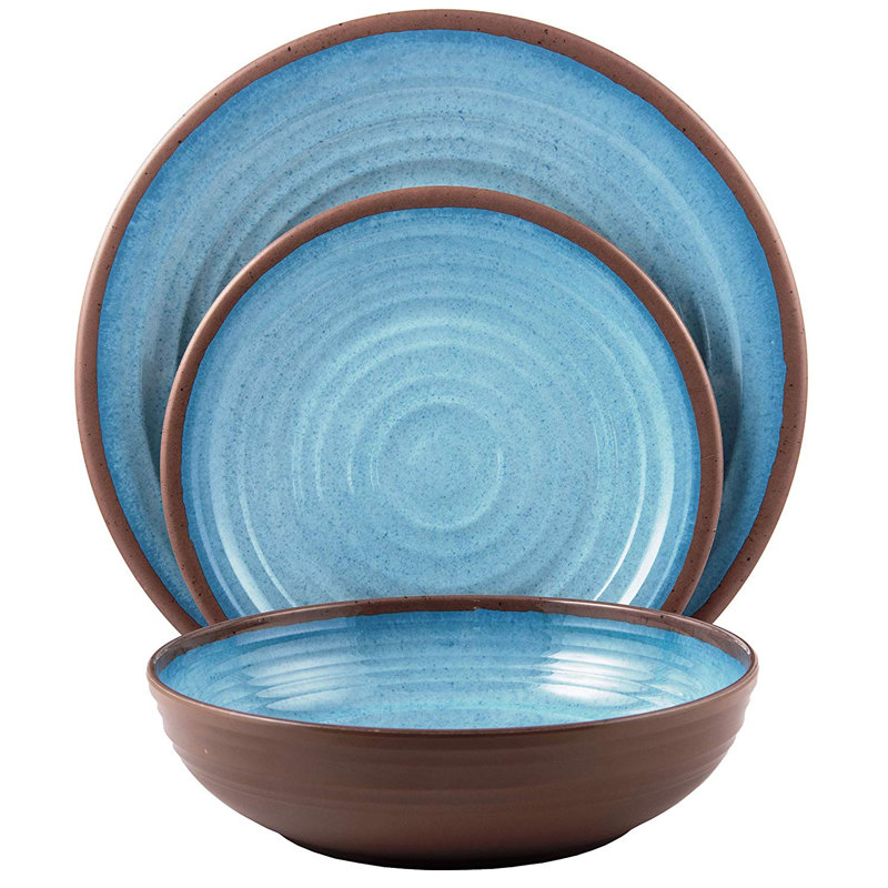 Melange 12 Piece Melamine Dinnerware Set Clay Collection Shatter